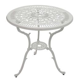 Pharao24.de Gartentisch aus Aluminium Wei&szlig;