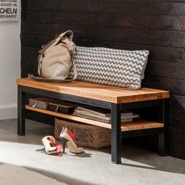 Pharao24.de Garderoben Sitzbank aus Kernbuche Massivholz Industry und Loft Stil
