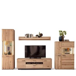 Pharao24.de Anbauwand in Balkeneiche Bianco furniert 330 cm breit (vierteilig)