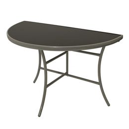 Pharao24.de Halbrunder Gartentisch mit Glasplatte 110 cm