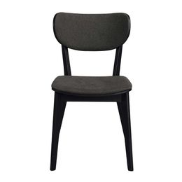 Pharao24.de Stuhl Set in Schwarz Eiche massiv Dunkelgrau (2er Set)