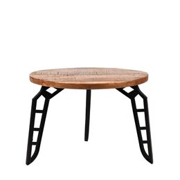 Pharao24.de Couch Beistelltisch aus Mangobaum Massivholz und Metall Loft Design
