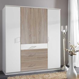 Pharao24.de Schrank Schlafzimmer in Eiche S&auml;gerau und Wei&szlig; drei Schubladen