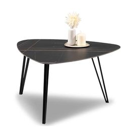 Pharao24.de Couchtisch Sofatisch mit Steinplatte und Dreifu&szlig;gestell