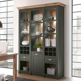 Pharao24.de Regal in Graugr&uuml;n und Wildeiche Optik Landhaus Design