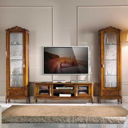 Pharao24.de Design Wohnwand im italienischen Design Nussbaumfarben (dreiteilig)