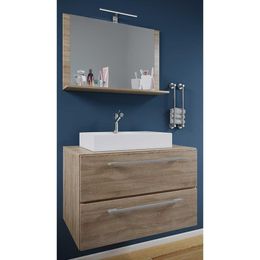 Pharao24.de Badm&ouml;bel Set Sonoma Eiche melaminbeschichtet 46 cm tief (zweiteilig)