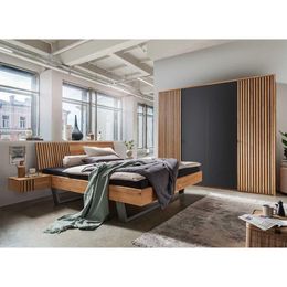 Pharao24.de Hochwertige Schlafzimmer M&ouml;bel in Wildeichefarben Anthrazit (vierteilig)