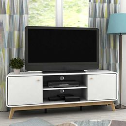 Pharao24.de Fernsehunterschrank in Wei&szlig; Skandi Design