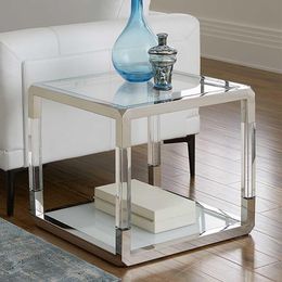 Pharao24.de Design Beistelltisch Transparent und Wei&szlig; Edelstahl und Glas