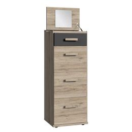 Pharao24.de Frisiertisch mit vier Schubladen und Spiegel 121 cm hoch