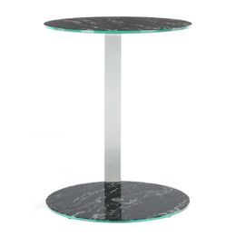 Pharao24.de Glas Sofatisch in Schwarz und Silberfarben rund