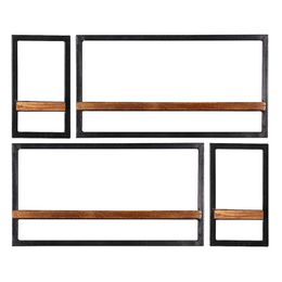 Pharao24.de Industry Regal Set aus Mangobaum Massivholz Metall (vierteilig)