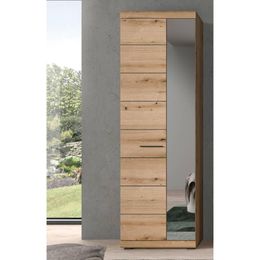 Pharao24.de Garderobenschrank Flurschrank mit Spiegel in Wildeichefarben
