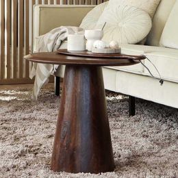 Pharao24.de Beistelltisch Sofa modern aus Mangobaum Massivholz Walnussfarben