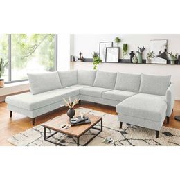 Pharao24.de Wohnzimmer Couch in Offwhite Webstoff vier Sitzpl&auml;tze
