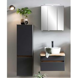 Pharao24.de Badm&ouml;bel Set modern in Wildeichefarben Dunkelgrau (dreiteilig)