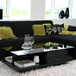 Pharao24.de Sockel Couchtisch in Hochglanz Schwarz 120 cm breit