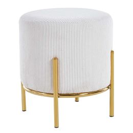 Pharao24.de Beistellhocker Beige in modernem Design Cord und Metall