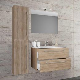 Pharao24.de Badm&ouml;bel h&auml;ngend Sonoma Eiche melaminbeschichtet 150 cm hoch (dreiteilig)