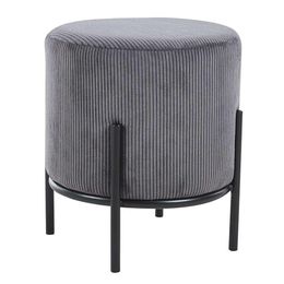 Pharao24.de Polsterhocker Cord grau in modernem Design Vierfu&szlig;gestell aus Metall