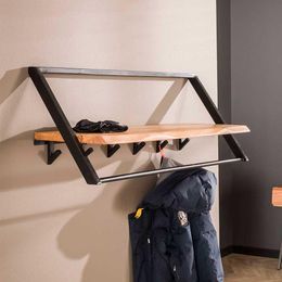 Pharao24.de Factory Garderobe aus Akazie Massivholz und Metall 100 cm breit