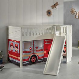 Pharao24.de Spielbett Feuerwehr aus Kiefer Massivholz Rutsche