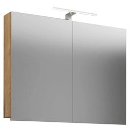 Pharao24.de Badschrank Spiegel Holzoptik in modernem Design Dreht&uuml;ren
