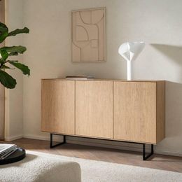 Pharao24.de Esszimmersideboard Wohnzimmer Kommode in Eiche Stone mit Dreht&uuml;ren