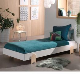 Pharao24.de Kinderzimmer Stapelbett in Wei&szlig; Kieferfarben