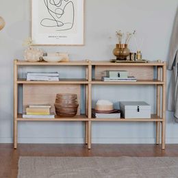Pharao24.de Wohnzimmerregal mit Eiche furniert 140 cm breit