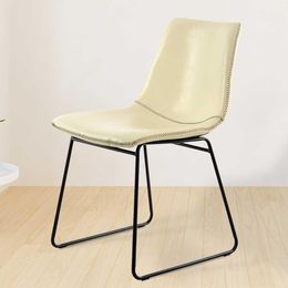 Pharao24.de Esstischstuhl in Creme Wei&szlig; Kunstleder Metallb&uuml;geln in Schwarz (2er Set)