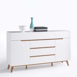 Pharao24.de Design Sideboard in Wei&szlig; Asteiche Massivholz