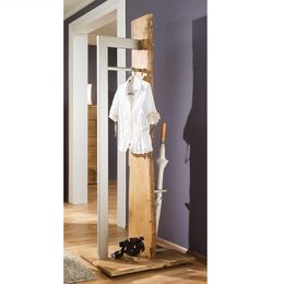 Pharao24.de Frei stehende Garderobe im rustikalen Stil Eiche Massivholz
