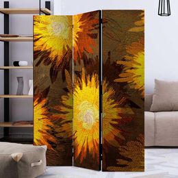 Pharao24.de Spanische Trennwand in Gelb und Braun Blumen Motiv