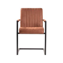 Pharao24.de Freischwinger in Cognac Braun und Schwarz Armlehnen