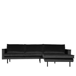 Pharao24.de Samt Ecksofa in Anthrazit 300 cm breit