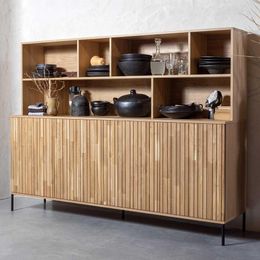 Pharao24.de Skandi Stil Wohnzimmerschrank in Eichefarben 4 Dreht&uuml;ren