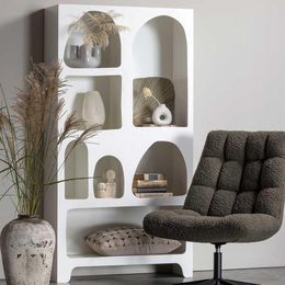 Pharao24.de Wei&szlig;es Wohnzimmer Regal im Retrostil 180 cm hoch - 95 cm breit