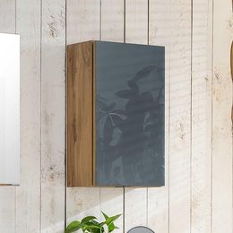 Pharao24.de Badezimmer H&auml;ngeschrank in Grau und Wildeiche Optik Glas beschichtet