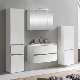 Pharao24.de Badm&ouml;bel Set in Wei&szlig; 160 cm breit (vierteilig)