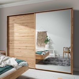 Pharao24.de Schiebet&uuml;renschrank aus Wildeiche Massivholz Spiegelglas 240x216x66 cm Pharao24