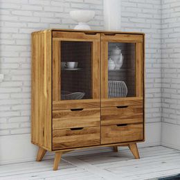 Pharao24.de Wohnzimmer Vitrine aus Wildeiche Massivholz 90 cm breit