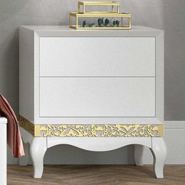 Pharao24.de W&auml;schekommode in Wei&szlig; und Goldfarben italienischen Design