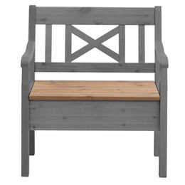Pharao24.de Holzbank in Grau Kiefer massiv Armlehnen
