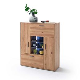 Pharao24.de Esszimmer Kommode in Eiche Bianco und Anthrazit Klappe