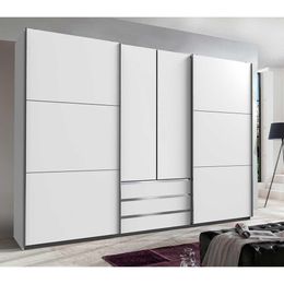 Pharao24.de Schlafzimmerkleiderschrank 300 cm breit in Wei&szlig; Dreh- und Schiebet&uuml;ren