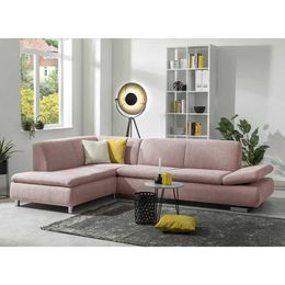 Pharao24.de Sofa in Rosa Fu&szlig;gestell aus Metall