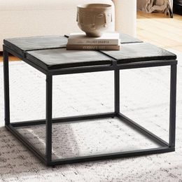 Pharao24.de Beistelltisch Couchtisch in quadratischer Form mit Glasplatte