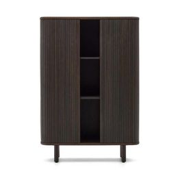 Pharao24.de Highboard mit Schiebet&uuml;ren im Retrostil schwarzbraun lackiert